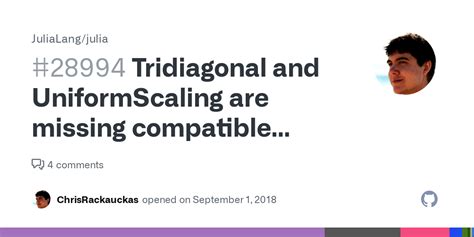 Tridiagonal And Uniformscaling Are Missing Compatible Operations · Issue 28994 · Julialang