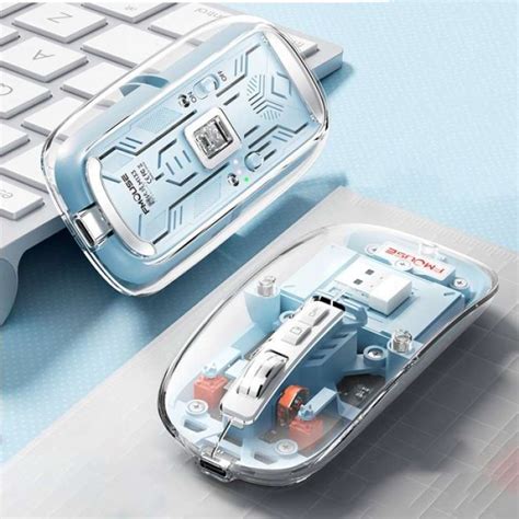 Jual Goojodoq 2400 Dpi Rechargeable Transparent Wireless Bluetooth F Mouse Merah Muda Di