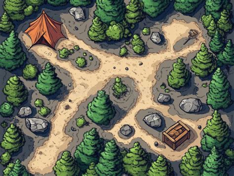 Forest Wilderness Campsites Tabletop RPG Map Fantasy Roleplaying Dungeon Battlemap Adventure
