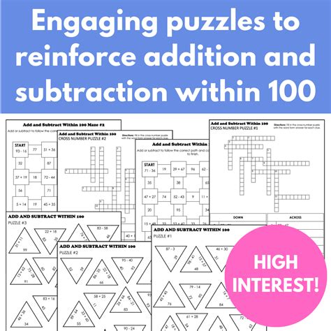 Addition And Subtraction Within 100 Math Puzzles Tarsia Puzzles Cros