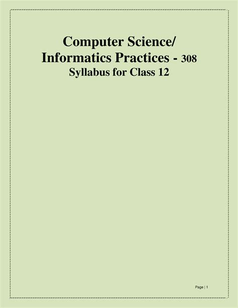 Syllabus Cucet Csip Computer Science Informatics Practices 308