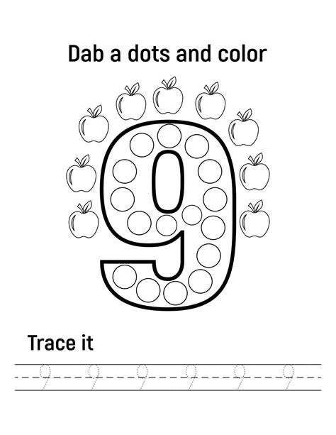 미취학 아동을 위한 숫자 추적 워크시트 프리미엄 벡터