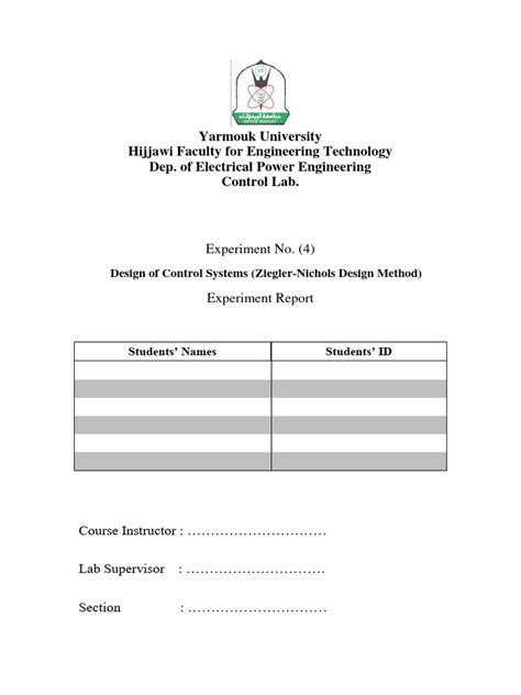 Exp 4 Design Of Control Systems Ziegler Nichols Design Method Pdf
