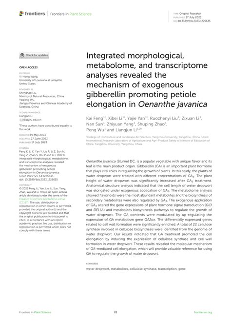 Pdf Integrated Morphological Metabolome And Transcriptome Analyses