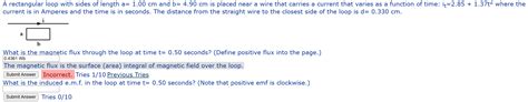 Solved Rectangular Loop With Sides Of Length A 1 00 Cm And Chegg Com