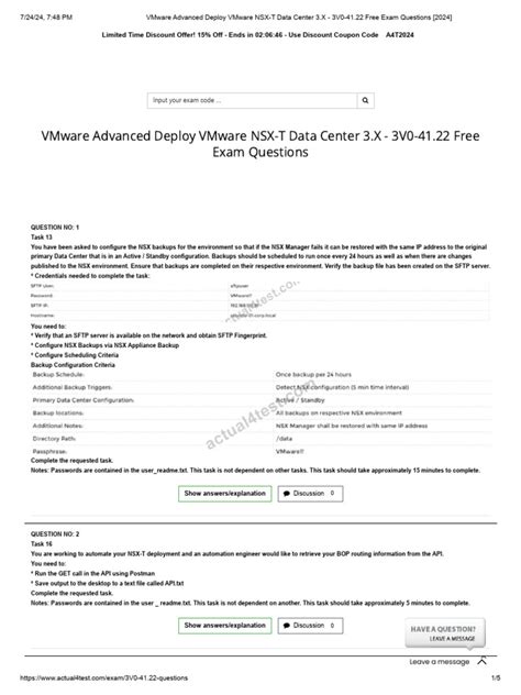 Vmware Advanced Deploy Vmware Nsx T Data Center 3x 3v0 4122 Free