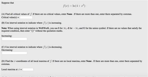 Solved Suppose That F X In 4 X 2 Find All Critical