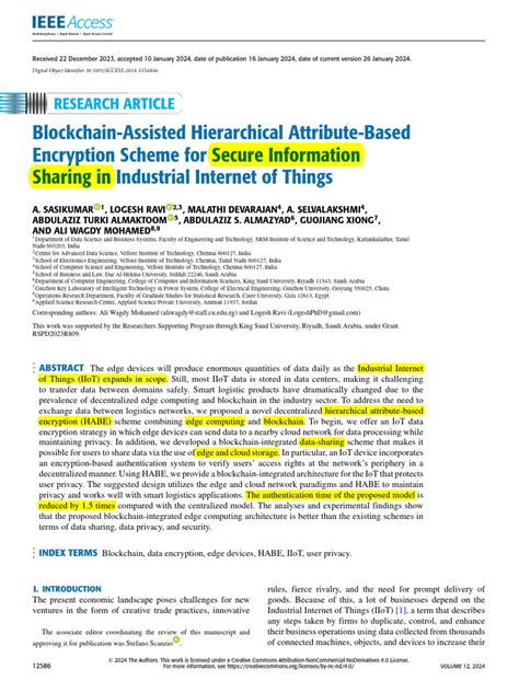 Blockchain Assisted Hierarchical Attribute Based Encryption Scheme Mark Pdf
