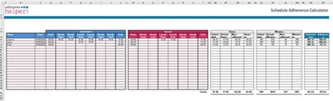 Excel Schedule Adherence Template Free Download