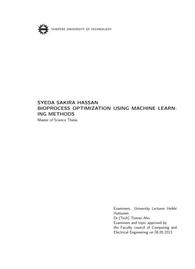 Introduction Bioprocess Optimization Using Machine Learning Methods