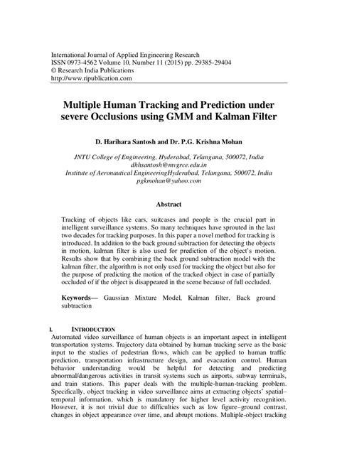 Pdf Human Tracking Under Severe Occlusions