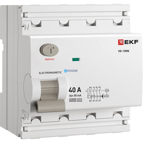 Выключатель дифференциального тока ВД 100n 4p 40А 30мА тип A эл мех 6кА Proxima Ekf E1046ma4030