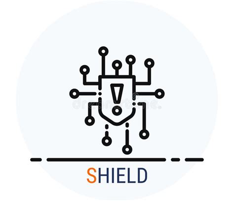 Line Icons Style Hacker Cyber Crime Attack Shield For Web Design Stock Vector Illustration Of