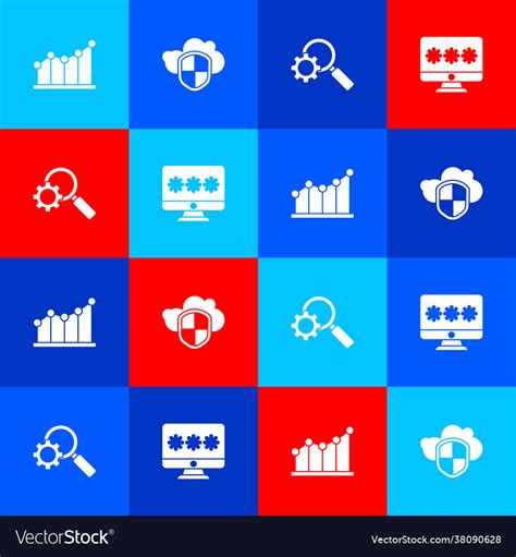 Set Pie Chart Infographic Cloud And Shield Vector Image