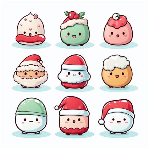 Premium Photo Adorably Festive A Collection Of Christmasthemed Squishy Kawaii Characters