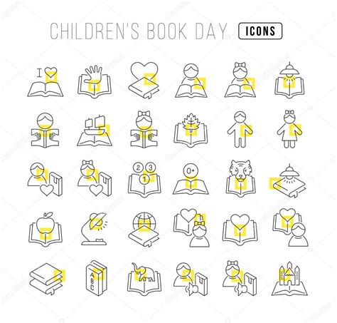 Establezca Iconos Delgados De La Línea Vectorial Del Día Del Libro