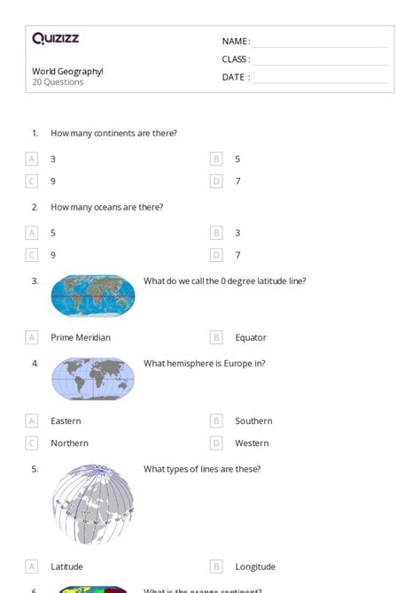 50 Geography Worksheets For 6th Class On Quizizz Free And Printable