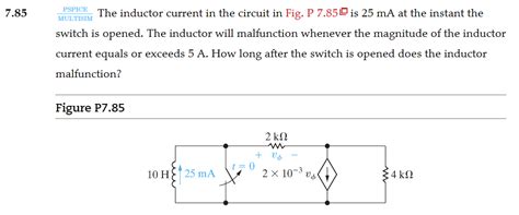 Solved MULTISIM PSPICE The Inductor Current In The Circuit Chegg Com