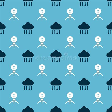 Set Network Cloud Connection And Web Camera On Seamless Pattern Vector