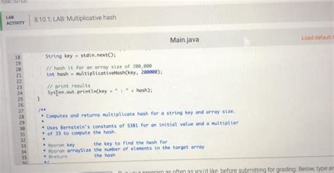 Solved 810 Lab Multiplicative Hash Complete The