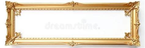 Elegant Gilded Frame Thin Profile Isolated On White Gilded Ornate Isolated Stock