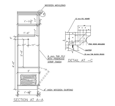 Section Detail Of Full Hight Wardrobe Given In This Cad File Download This 2d Autocad Drawing