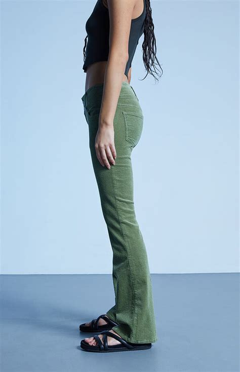 Pacsun Green Corduroy Low Rise Bootcut Jeans Pacsun