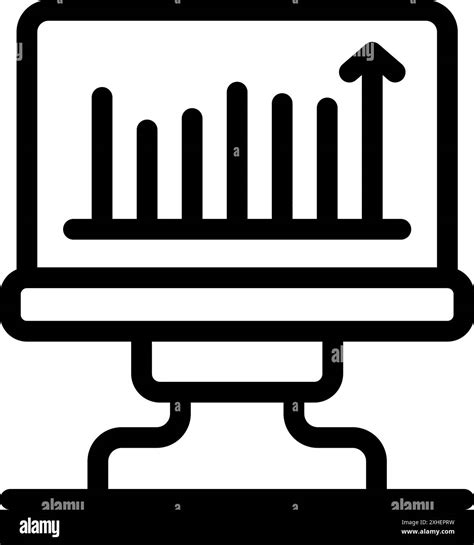 Simple Line Icon Of A Computer Monitor Displaying A Bar Chart With An