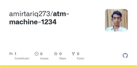 Muhammad Amir Tariq On Linkedin Github Amirtariq273atm Machine 1234