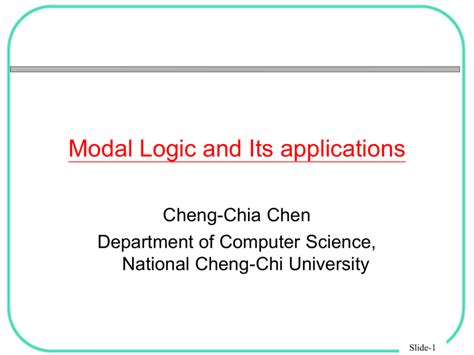 Modal Logic And Its Applications