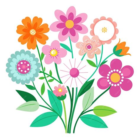Cute Flowers Clip Art And Vector Design With A White Background
