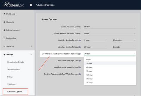 The JIT Provision Inactive Period Before Removing Setting Allows You To Automatically Remove