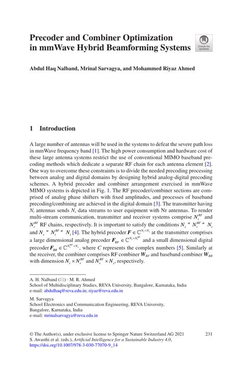 PDF Precoder And Combiner Optimization In MmWave Hybrid Beamforming