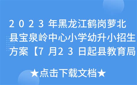 2023年黑龙江鹤岗萝北县宝泉岭中心小学幼升小招生方案7月23日起县教育局核审