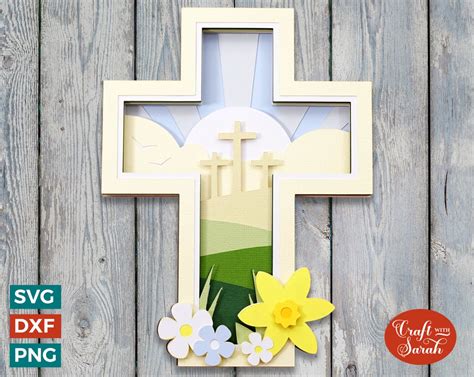 Easter Cross Scene Svg Layered Easter Cross Religious Cutting File
