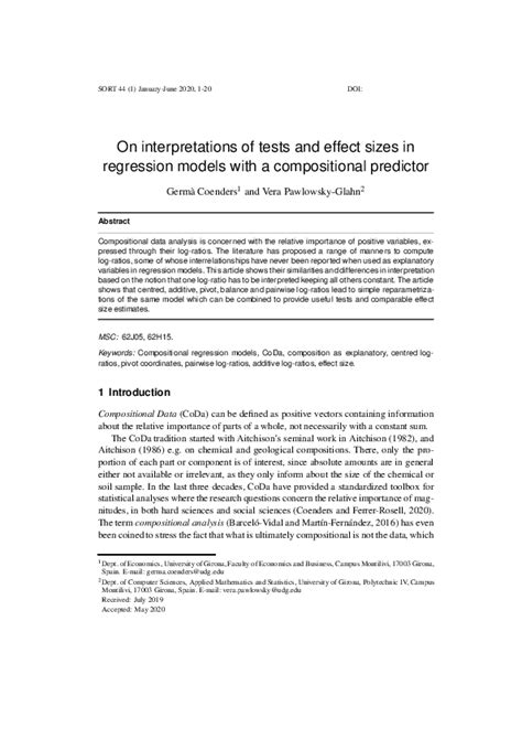 Pdf On Interpretations Of Tests And Effect Sizes In Regression Models With A Compositional