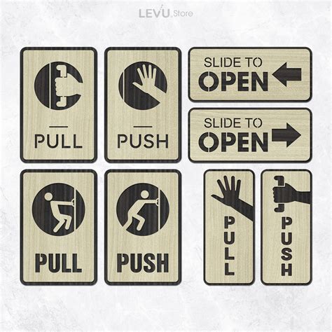 Wooden Push And Pull Door Sign Set Doorway Signs Hotel Doors Office