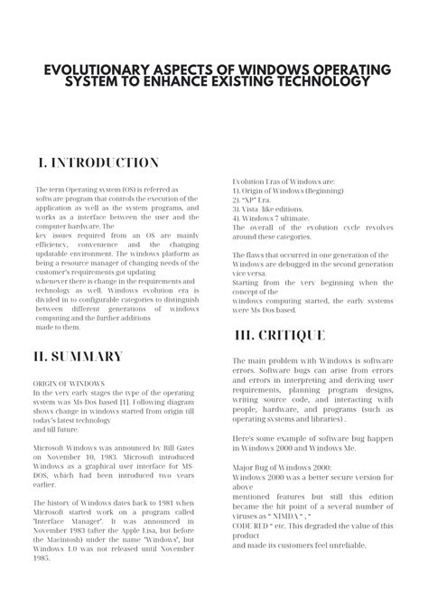 Pdf Evolutionary Aspects Of Windows Operating System To Enhance Existing Technology