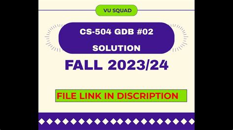 Cs 504 Gdb No02 Solution Fall 202324 Youtube