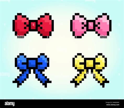 8 bit pixel of colorful t ribbons accessories for game assets and