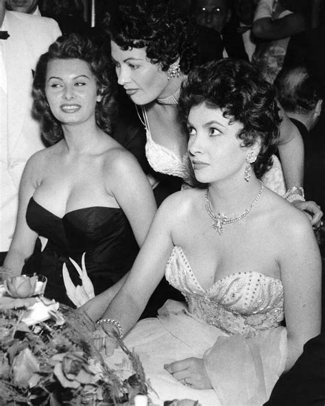 Sophia Loren Yvonne De Carlo And Gina Lollobrigida At The Ball Of