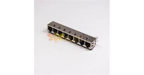 Rj45 Multi Connector 1x8 Port Modular Jack 10p8c Shielded With Emi Pcb Mount