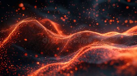 Abstract Orange Glowing Particles Wave Form Stock Illustration Illustration Of Wave Dust