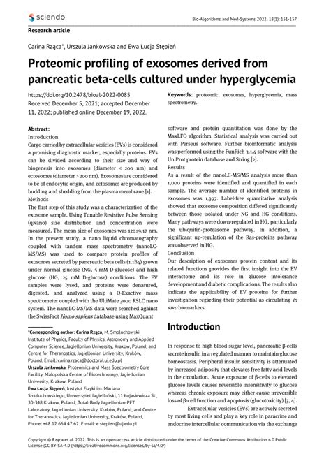 Pdf Proteomic Profiling Of Exosomes Derived From Pancreatic Beta