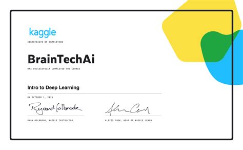 Braintechai Completed The Intro To Deep Learning Course On Kaggle
