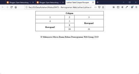 HTML Programming 5 Tabel Di HTML Open Networking