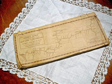 Antique 1915 Road Map New York To Los Angeles Auto Club Of S Calif