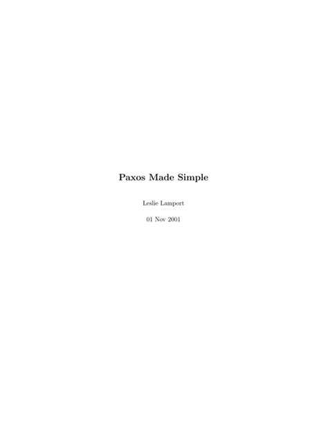 paxos made simple leslie lamport 01 nov 2001