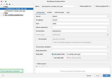 run debug configurations rubymine documentation