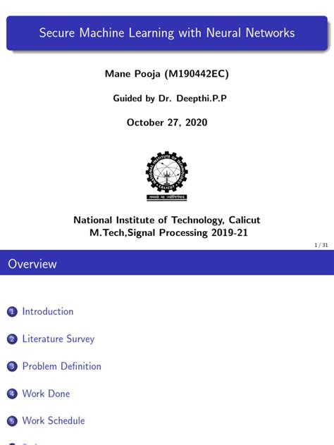 secure machine learning with neural networks mane pooja m190442ec